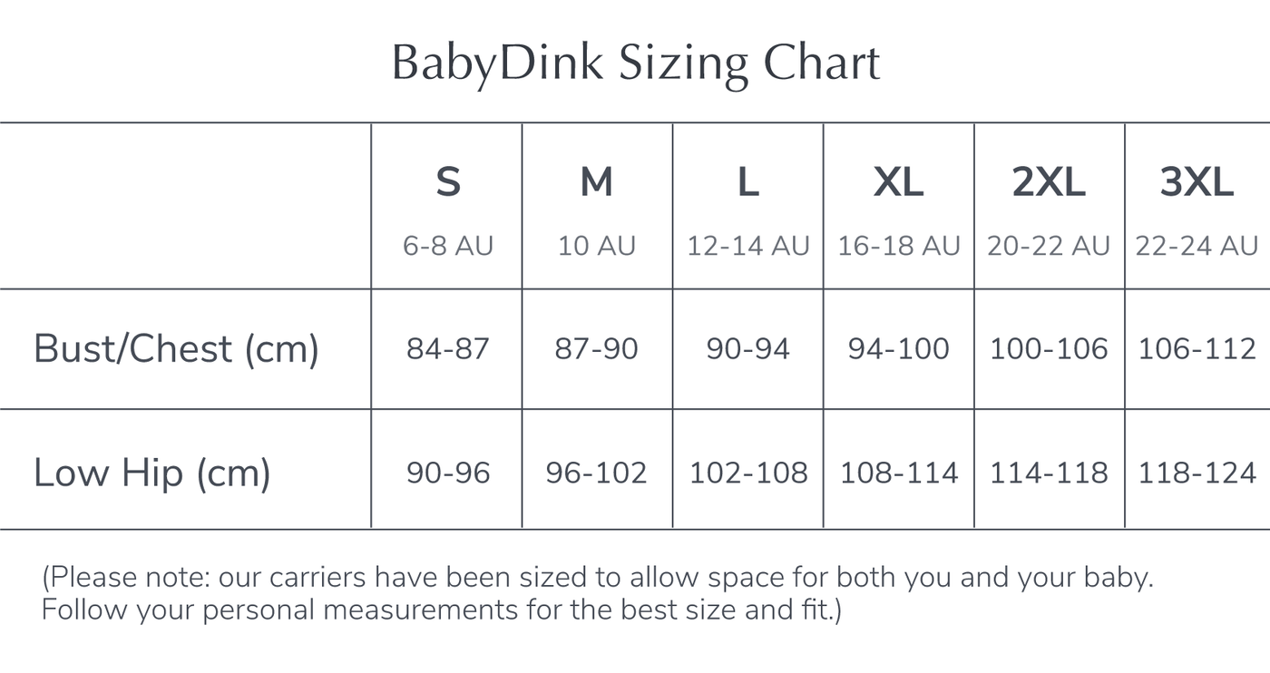 BabyDink Baby Carrier | Sizing Chart